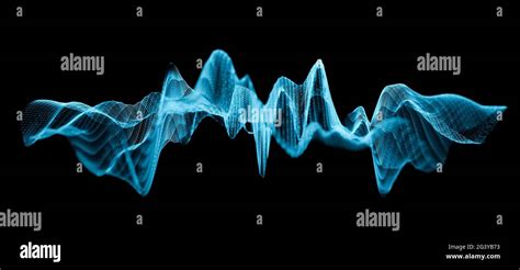 Equalizer Sound Waves Or Audio Waves Visualization As Abstract Wireframe Mesh Structure On Dark