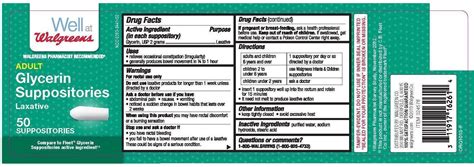Dailymed Walgreens Adult Glycerin Laxative Glycerin Suppository
