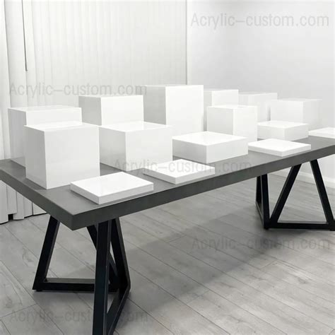 White Acrylic Riser Stands Retail Acrylic Display Risers
