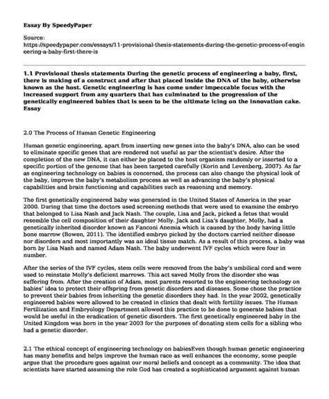 📌 11 Provisional Thesis Statements During The Genetic Process Of