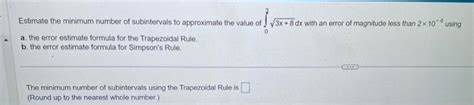 solved estimate the minimum number of subintervals to