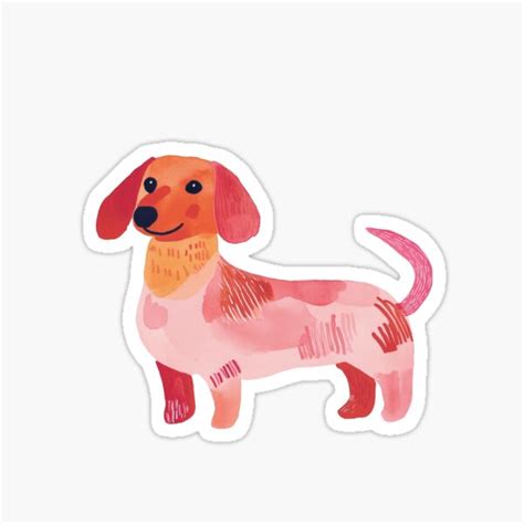 Pink Daschund Sticker For Sale By Xiaoxuans Redbubble