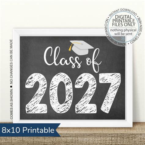 Printable Class Of 2027 Graduation Sign Senior Pictures Photo Prop