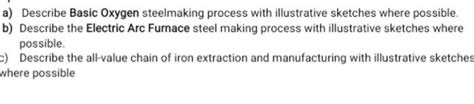 Solved A Describe Basic Oxygen Steelmaking Process With