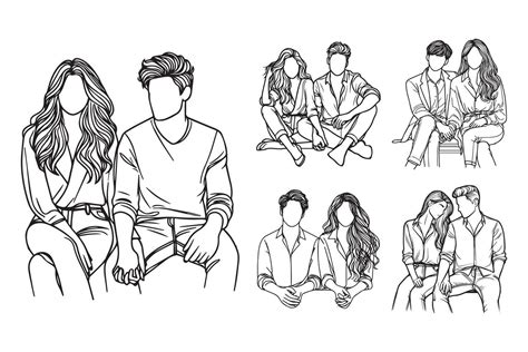 A Set Of Drawings Of People Sitting And Standing 51450209 Vector Art At