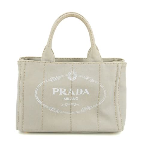 Prada Grey Canvas Canapa Logo 2way Tote Bag Small 3595 Luxe Supply Company