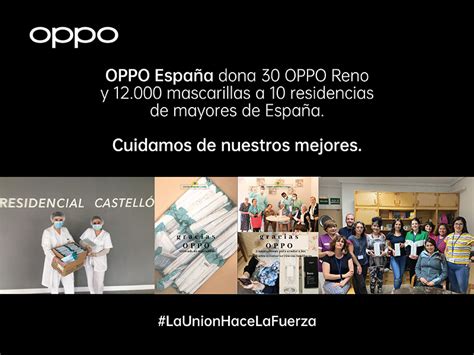 OPPO España dona teléfonos OPPO Reno y mascarillas a residencias de mayores de toda