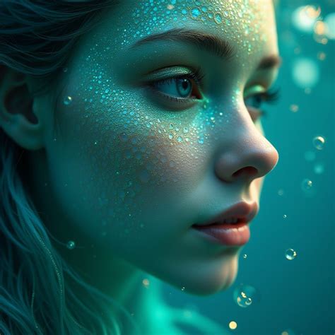 Hdr Photograph Of A Mermaid Iridescent Mermaid Shines In T