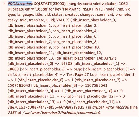 7 Hooknodeinsert Pdoexception Exception Issue Drupal Answers