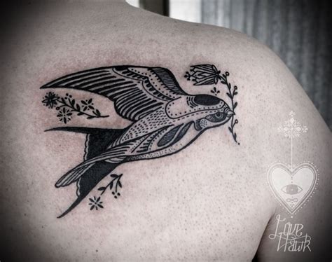 Black Swallow Tattoo By David Hale Geometric Tattoo Hand Geometric