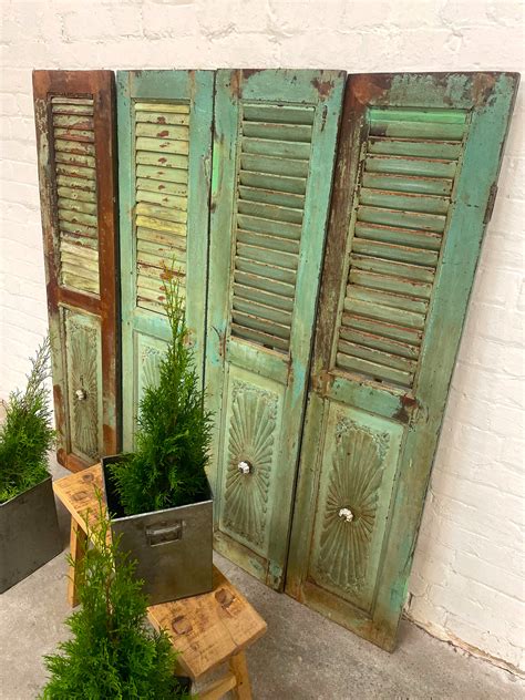 Set 4 Wooden Shutter Panels Furniture Road