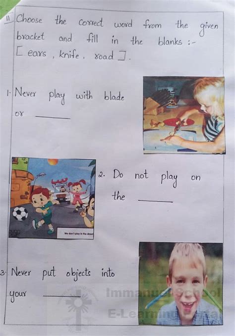 1std Evs Safety And Discipline [activity 3] Immanuel Primary School