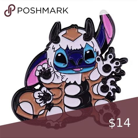 Stitch As Appa Avatar Cosplay Enamel Pin Backpack Decoration Avatar Cosplay Lilo And Stitch