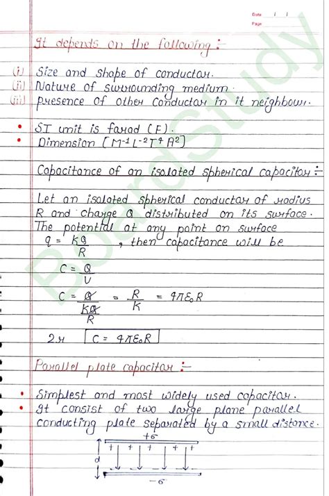 Ncert Class 12 Physics Chapter 2 Electrostatic Potential And Capacitance Notes Handwritten