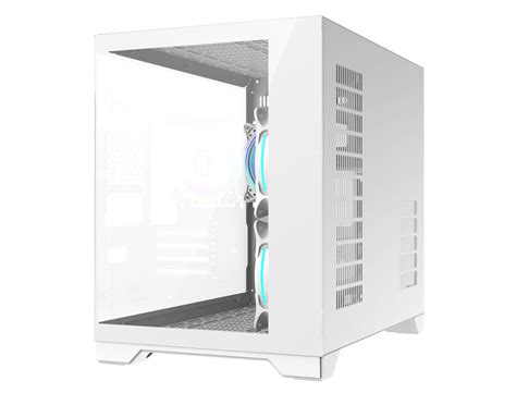 Cit Concept White Microatx Gaming Pc Case With 3x Tornado Dual Ring