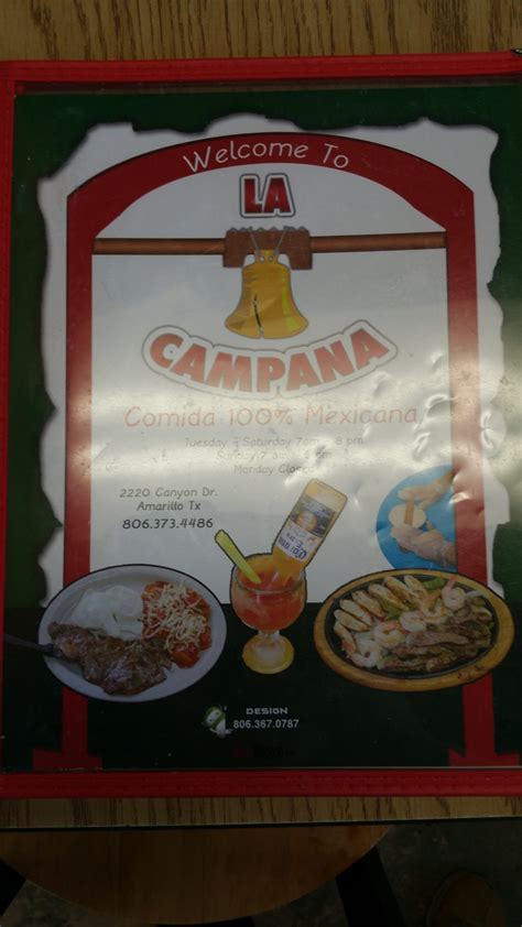 La Campana Restaurant Menu Amarillo Menu
