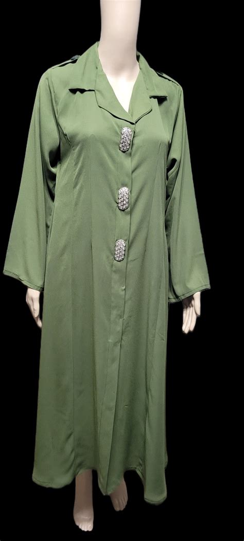 Modern Style Coat Burqa Long Dress With Fancy Buttons Muslim Abaya