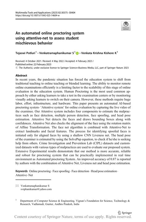 an automated online proctoring system using attentive net to assess