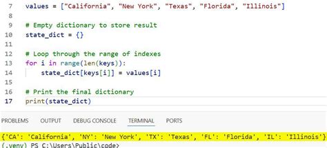 Convert Two Lists Into Python Dictionary Without Built In Methods