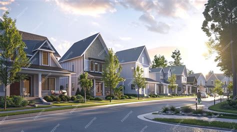 A Rendering Of A Residential Street With Houses In The Background