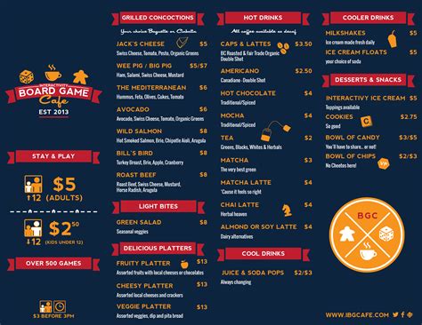 Board Games Bar Menu At Maddison Rosenthal Blog