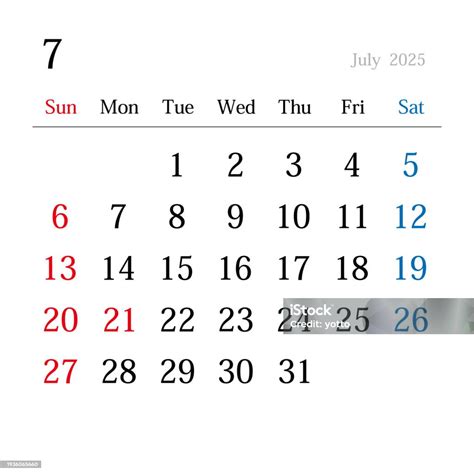 Calendar For Japan July 2025 Stock Illustration Download Image Now