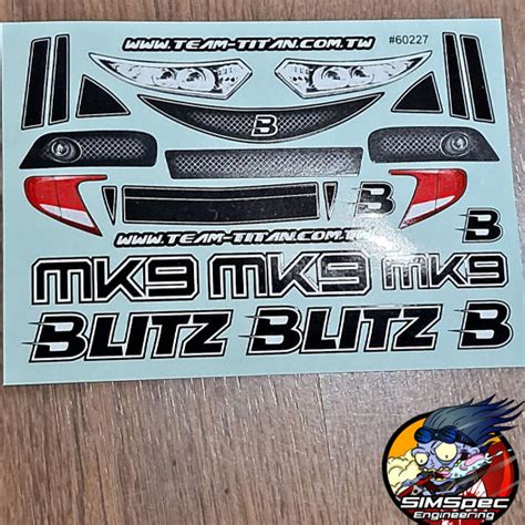 Blitz Mk9 Headlight Sticker Sheet Simspec Engineering