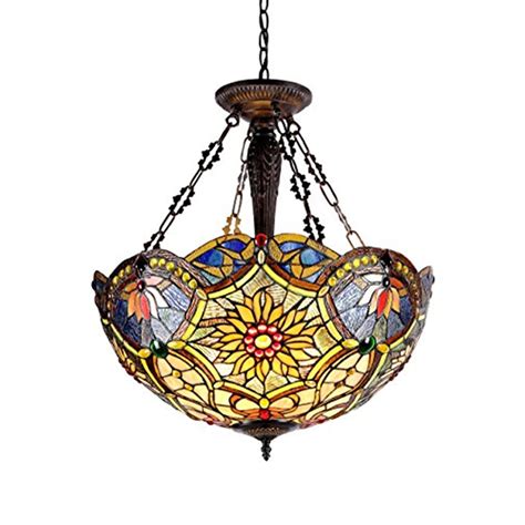 Chloe Lighting Rebecca Tiffany Style 3 Light Victorian Inverted Ceiling