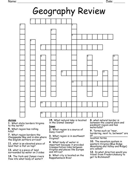 Printable Geography Crossword Puzzles Printablelib