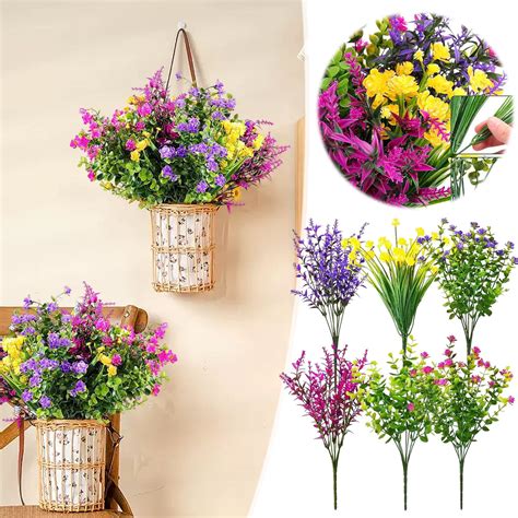 Set De Flores Artificiales De Tipos Variados Flores Falsas Realistas