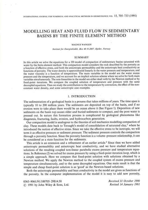 PDF Modelling Heat And Fluid Flow In Sedimentary Basins By The Finite Element Method