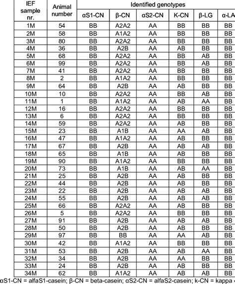 The Identified Genotypes Using Ief Technique Download Table