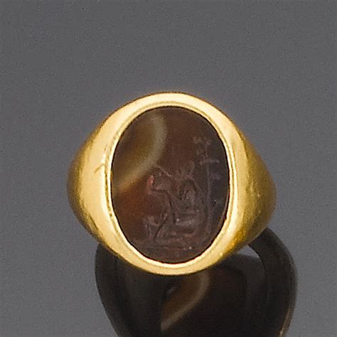 Bonhams A Hardstone Intaglio And Gold Ring Mounted By Sah Oved