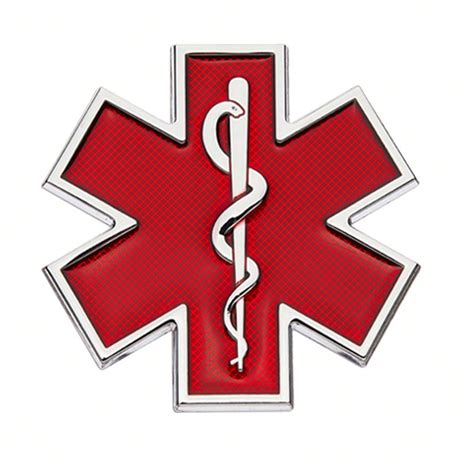 1pc Red Car 3d Emblem Metal Sticker Ems Emt Star Fender Badge Decal