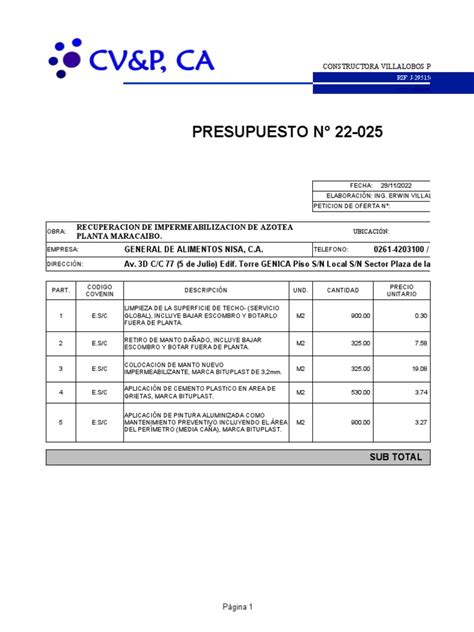 Presupuesto Y Apu Pdf Sector Secundario De La Economía Economias