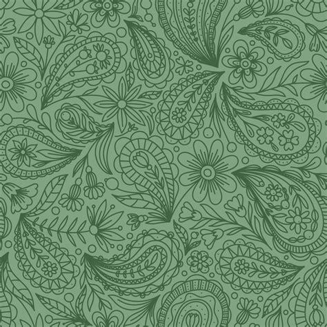 Light Green Vector Seamless Background With Green Paisley Contour Pattern 13354888 Vector Art At