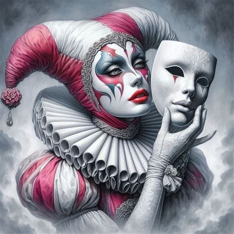 Harlequin Mask Tattoo Jester With Mask Female Jester Mask Clown
