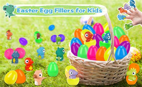 Zirseng 24 Pcs Prefilled Easter Eggs With Dinosaur Finger
