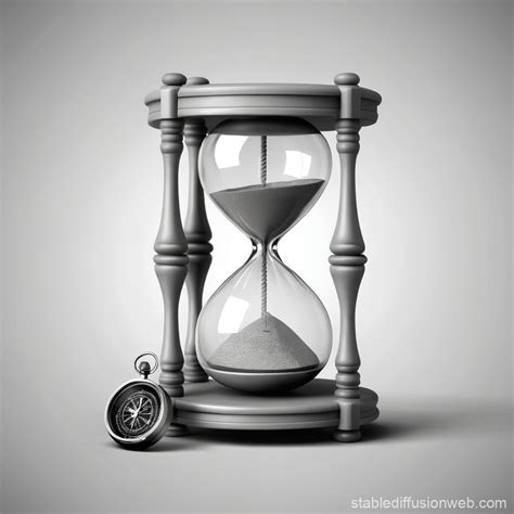 Grayscale Hourglass With Compass Design Stable Diffusion Online