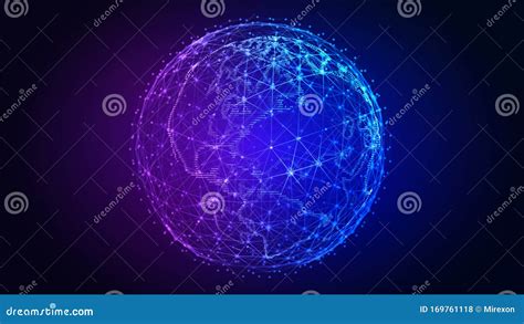 Connection Lines Around Earth Globe Background With Light Effect
