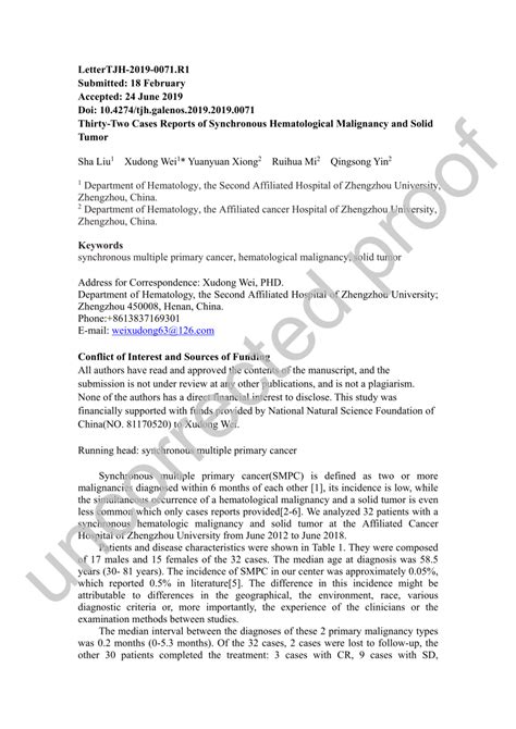 Pdf Thirty Two Case Reports Of Synchronous Hematological Malignancy