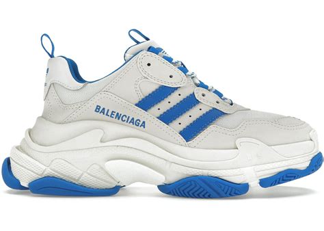Balenciaga X Adidas Triple S White Blue Womens 712764w2zb39040 Us