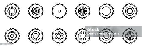 기어 아이콘 세트입니다 기어 아이콘 설정 기계식 외곽선 톱니바퀴 모음 간단한 기어 휠 컬렉션 기어 아이콘 실루엣 흰색 배경에 톱니바퀴 기호가 있는 벡터 그림 강철에 대한