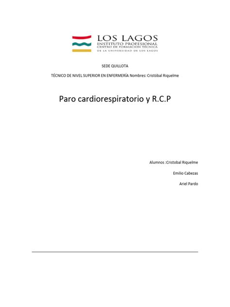 Parao Cardio Respiratorio Pdf Paro Cardíaco Reanimación