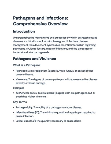 Pathogens And Infections A Comprehensive Overview In Medical