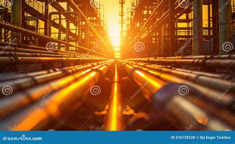 Detailed View Of Pipeline And Support Structure In Petrochemical And