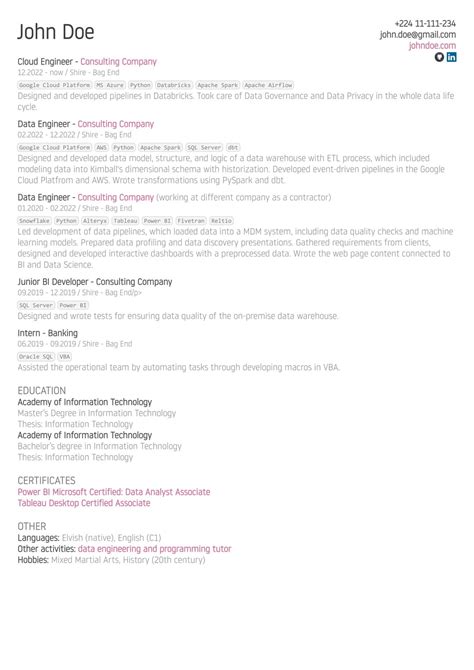 Html Css Resume Rdataengineering
