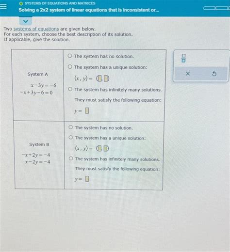 Solved Solving A 2x2 System Of Linear Equations That Is
