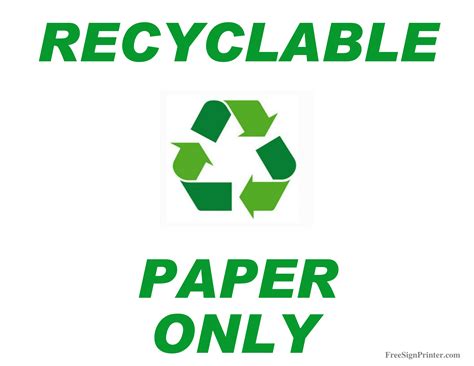 Paper And Plastic Recycling Printable Sign
