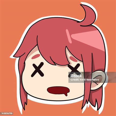 소녀의 얼굴과 얼굴에 다른 감정과 빨간 머리카락이있는 애니메이션 스티커 귀여운에 대한 스톡 벡터 아트 및 기타 이미지 귀여운 눈 신체 부분 달력 날짜 Istock